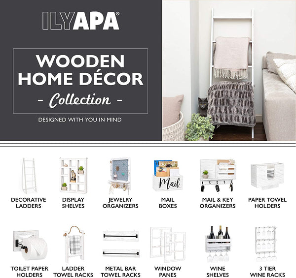 Ilyapa Window Frame Wall Decor 2 Pack - 18x22" Rustic White Wood - ilyapa